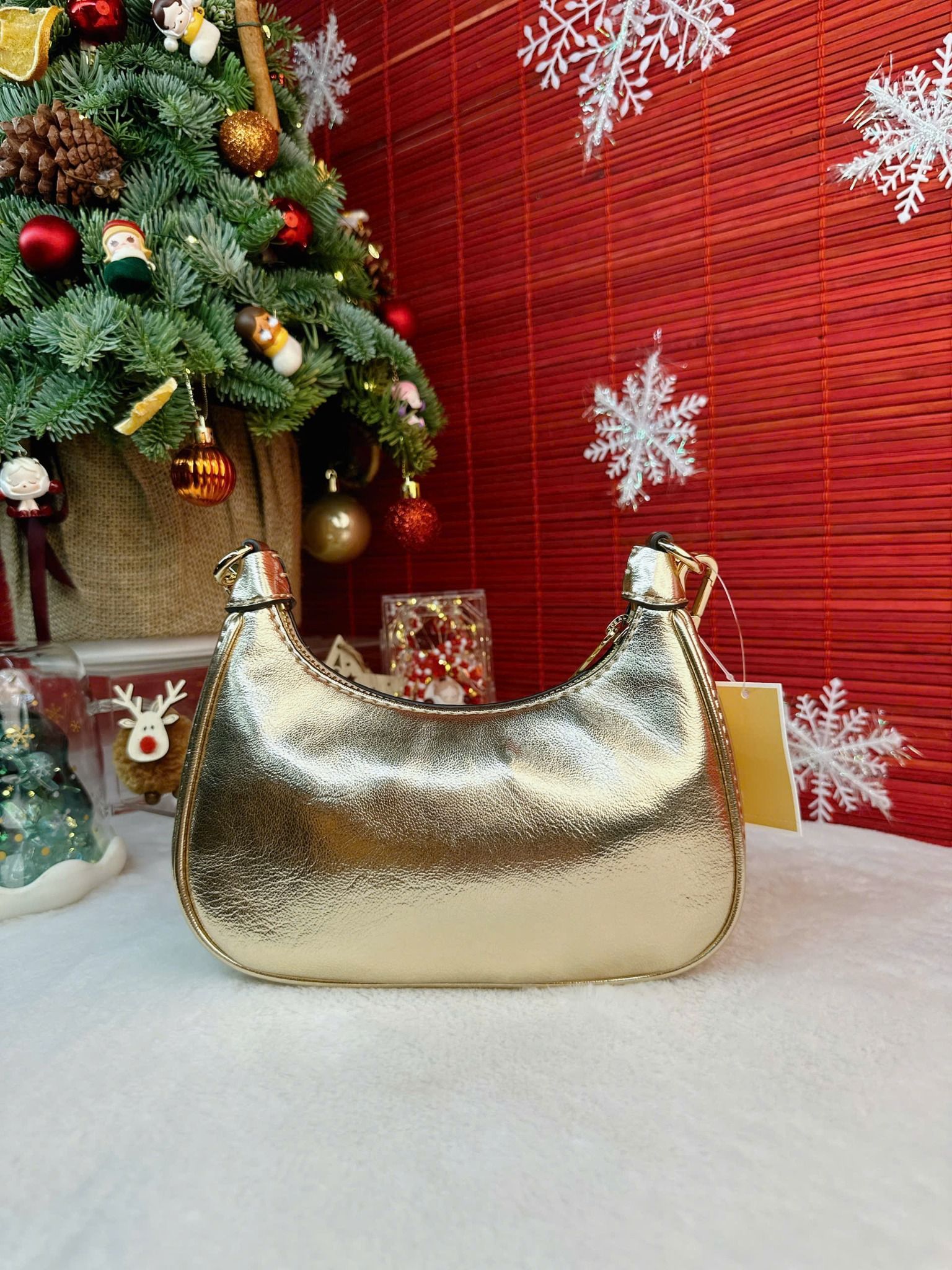Túi Xách Michael Kors MK Cora Extra-Small Metallic Leather Shoulder Ba ...