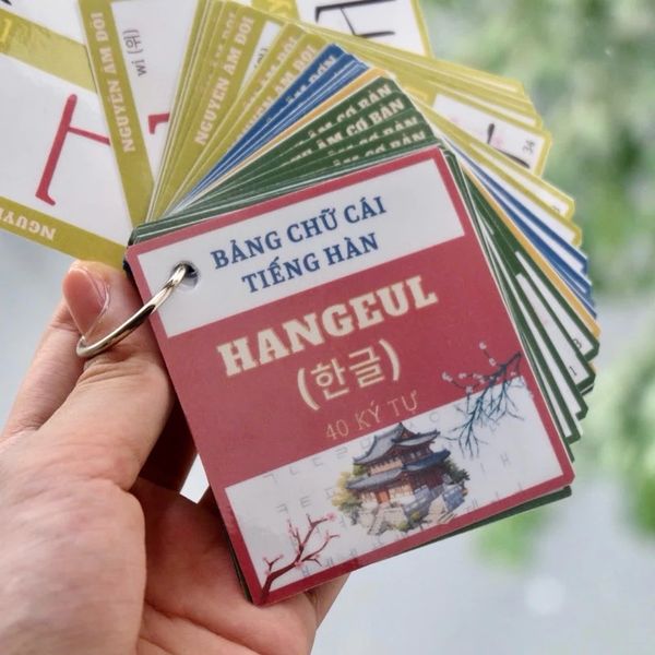 FLASHCARD-40 Thẻ học Bảng chữ cái Tiếng Hàn Hangeul cho người mới bắt