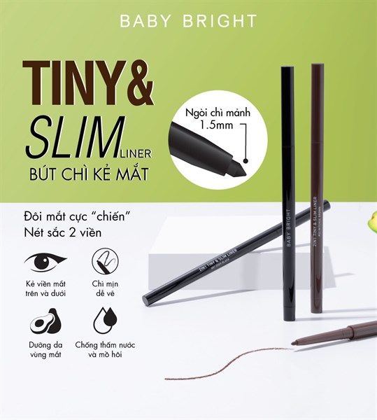 #01_OVER BLACK CHÌ KẺ MẮT BABY BRIGHT 2 IN 1 TINY & SLIM LINER (XT)#01 ...