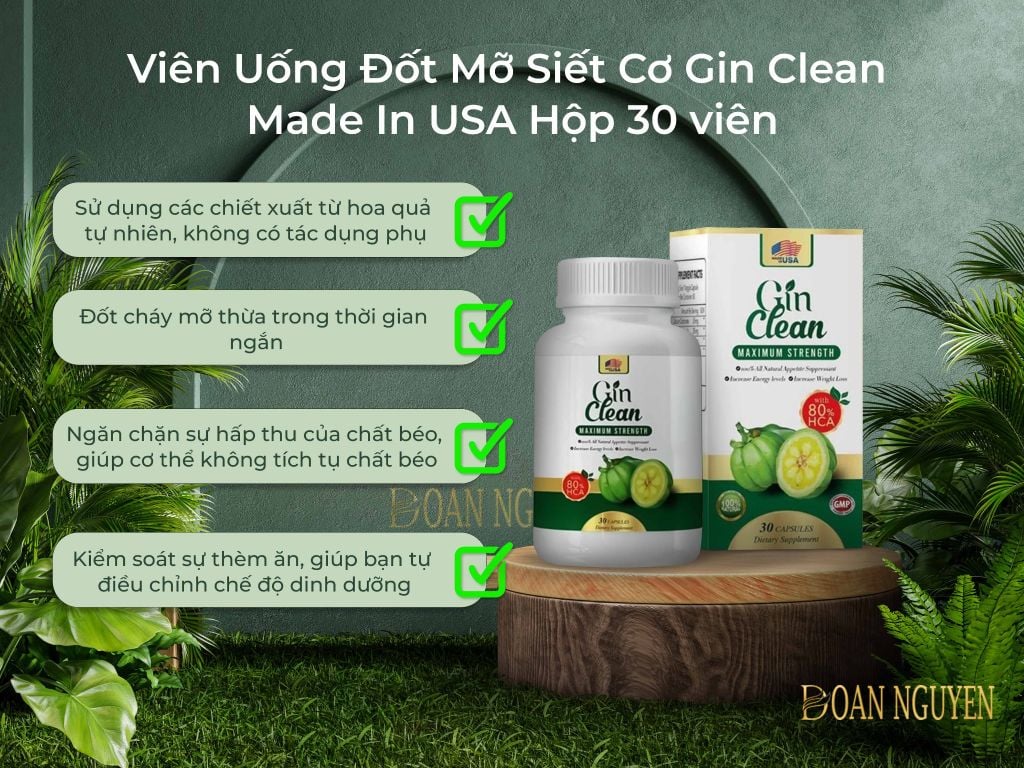 Viên Uống Đốt Mỡ Siết Cơ Cấp Tốc Gin Clean Made In USA Hộp 30 viênĐốt Mỡ Gin Clean Made In USA ...