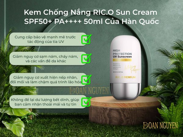 Kem Chống Nắng RIc.O Sun Cream SPF50+ PA++++ 50ml Của Hàn QuốcChống ...