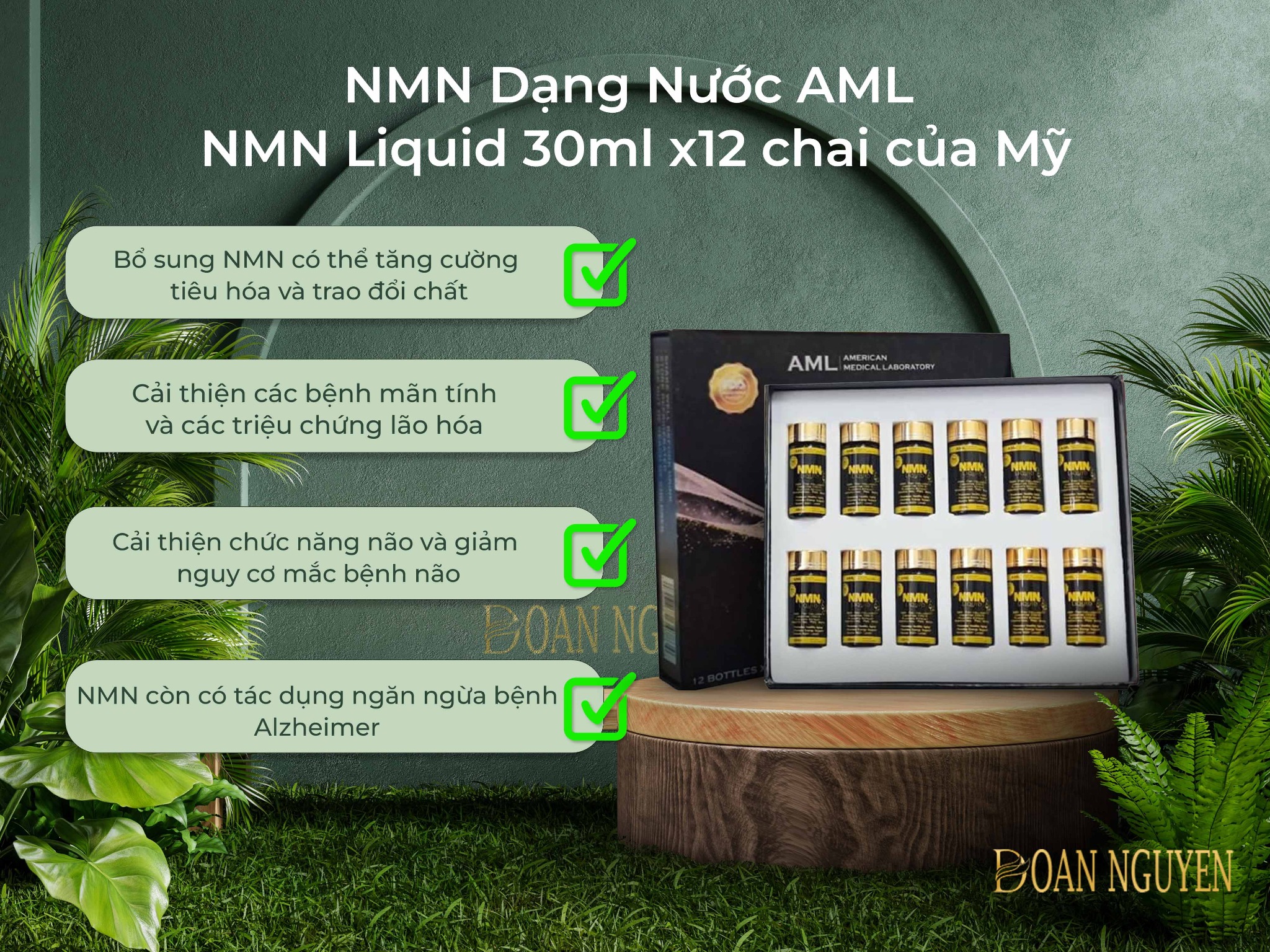 NMN Dạng Nước AML NMN Liquid 30ml x12 chai của MỹNMN liquid dạng nước ( 12 chai x 30ml ...