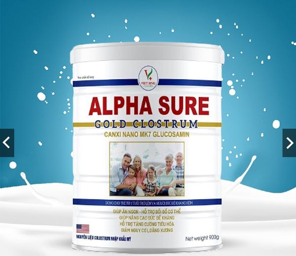 Sữa Alpha sure gold colostrum canxi nano MK7 Glucosamin 900G – Công Ty ...