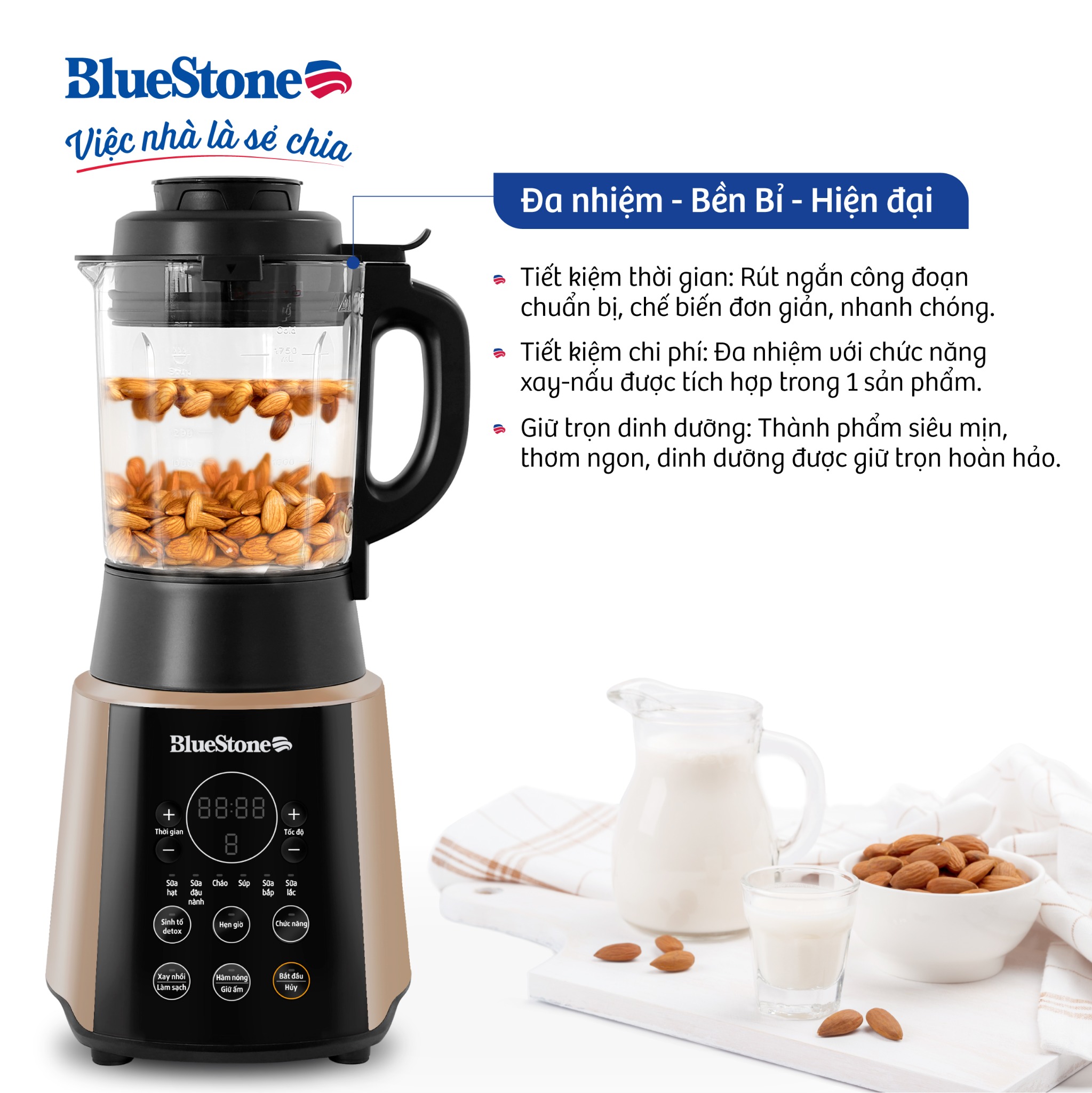 Máy Làm Sữa Hạt Xay Nấu Đa Năng BlueStone BLB-6033 1.75 Lít – BlueStone Việt Nam
