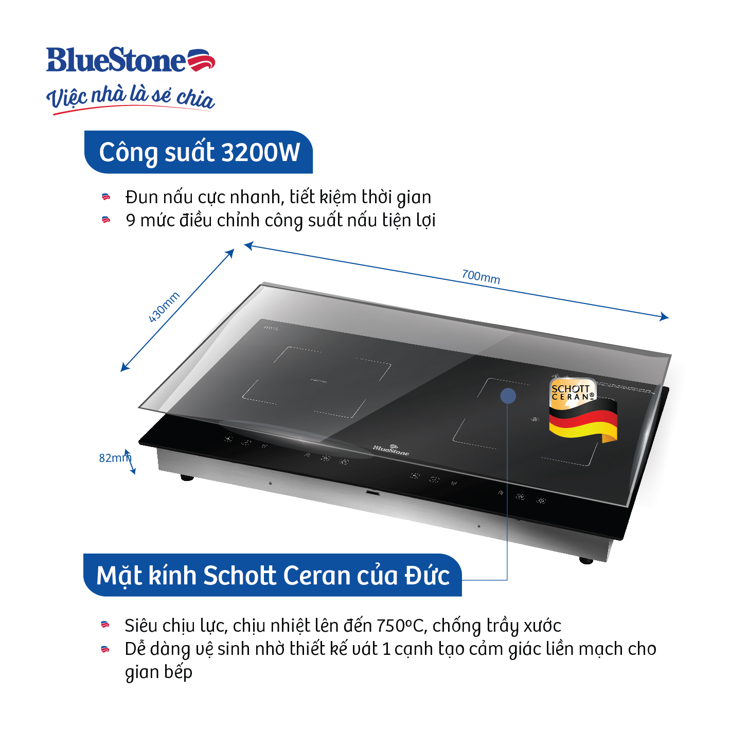 Bếp Hỗn Hợp Quang Từ BlueStone ICB-6823 3200W
