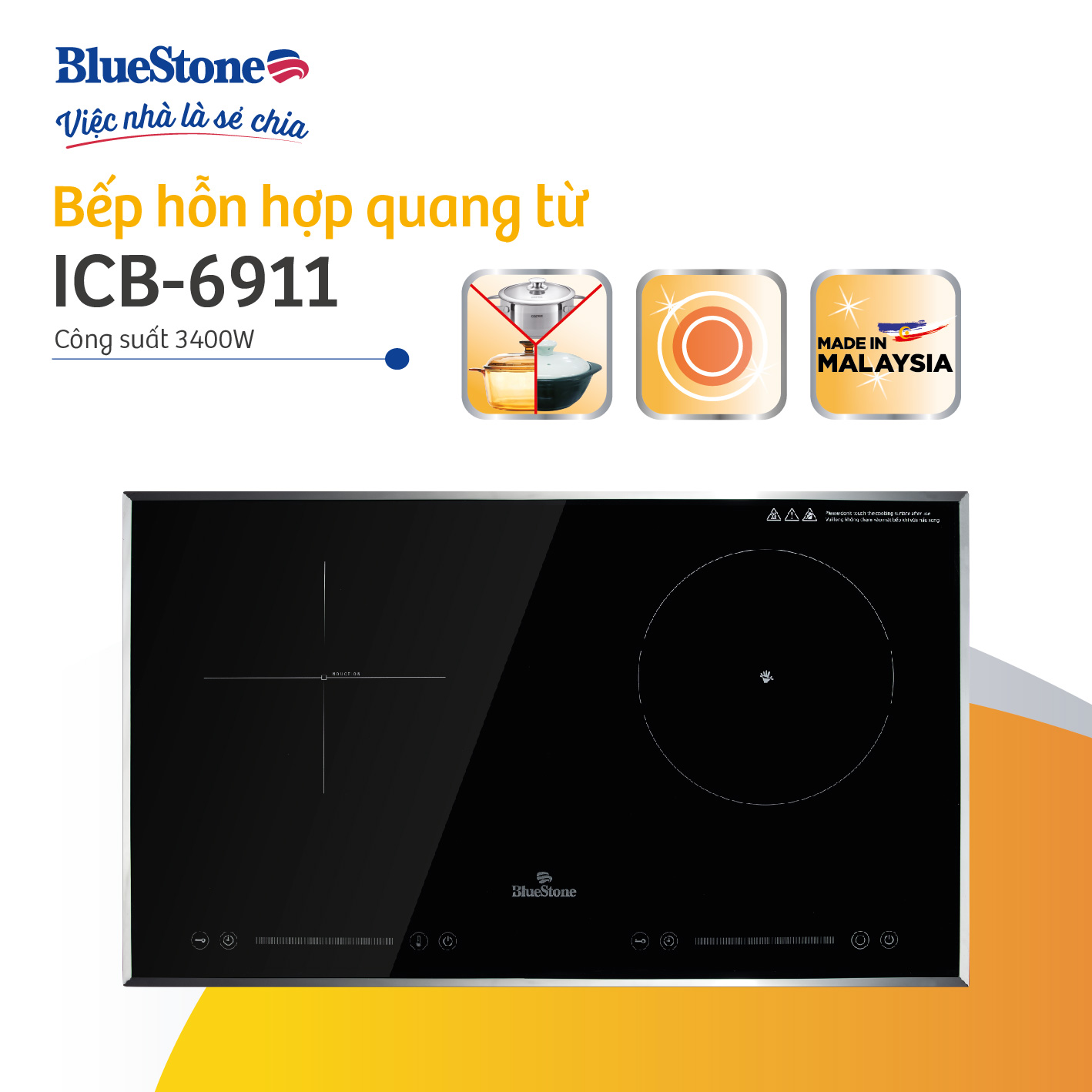 Bếp Hỗn Hợp Quang Từ BlueStone ICB-6911 3400W