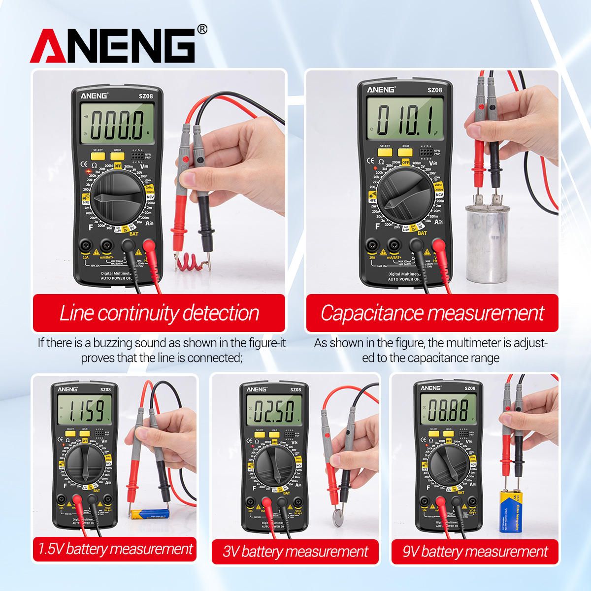 Đồng Hồ Vạn Năng Kỹ Thuật Số Aneng Sz08,Đồng Hồ Lưu Trữ Siêu Mỏng Chuy ...