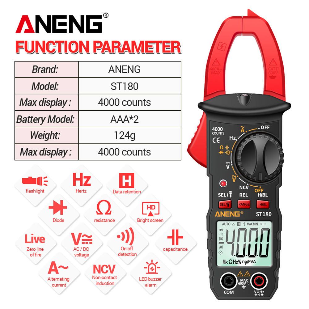 Aneng St180 4000 Đếm Đồng Hồ Đo Kẹp Kỹ Thuật Số Máy Đo Điện Áp Vạn Năn ...