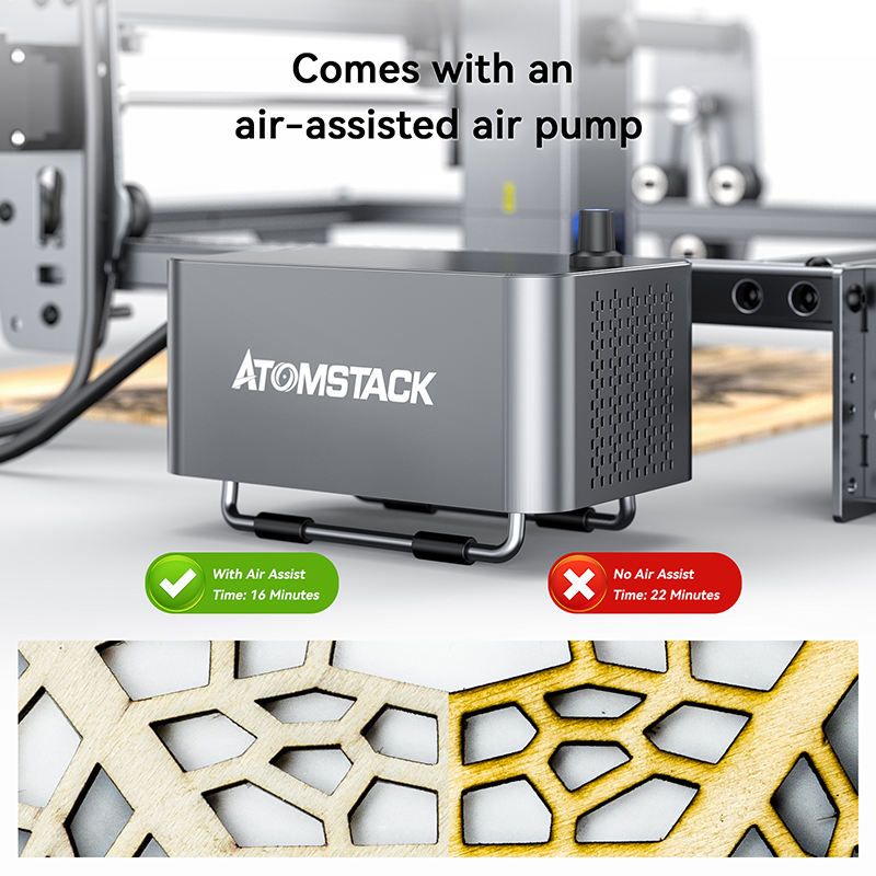 Atomstack Máy Bơm Hỗ Trợ Không Khí X20 S20 A20 Pro 130w Máy Cắt Khắc L ...