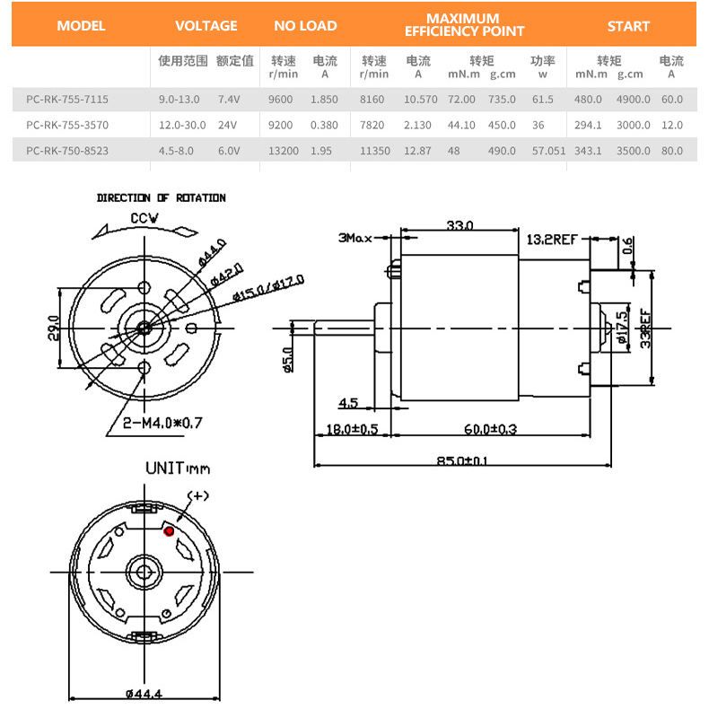 Động Cơ Dc Không Chổi Than Rpm Siêu Nhỏ 750/755 Mô-men Xoắn Cao 12v Ch ...