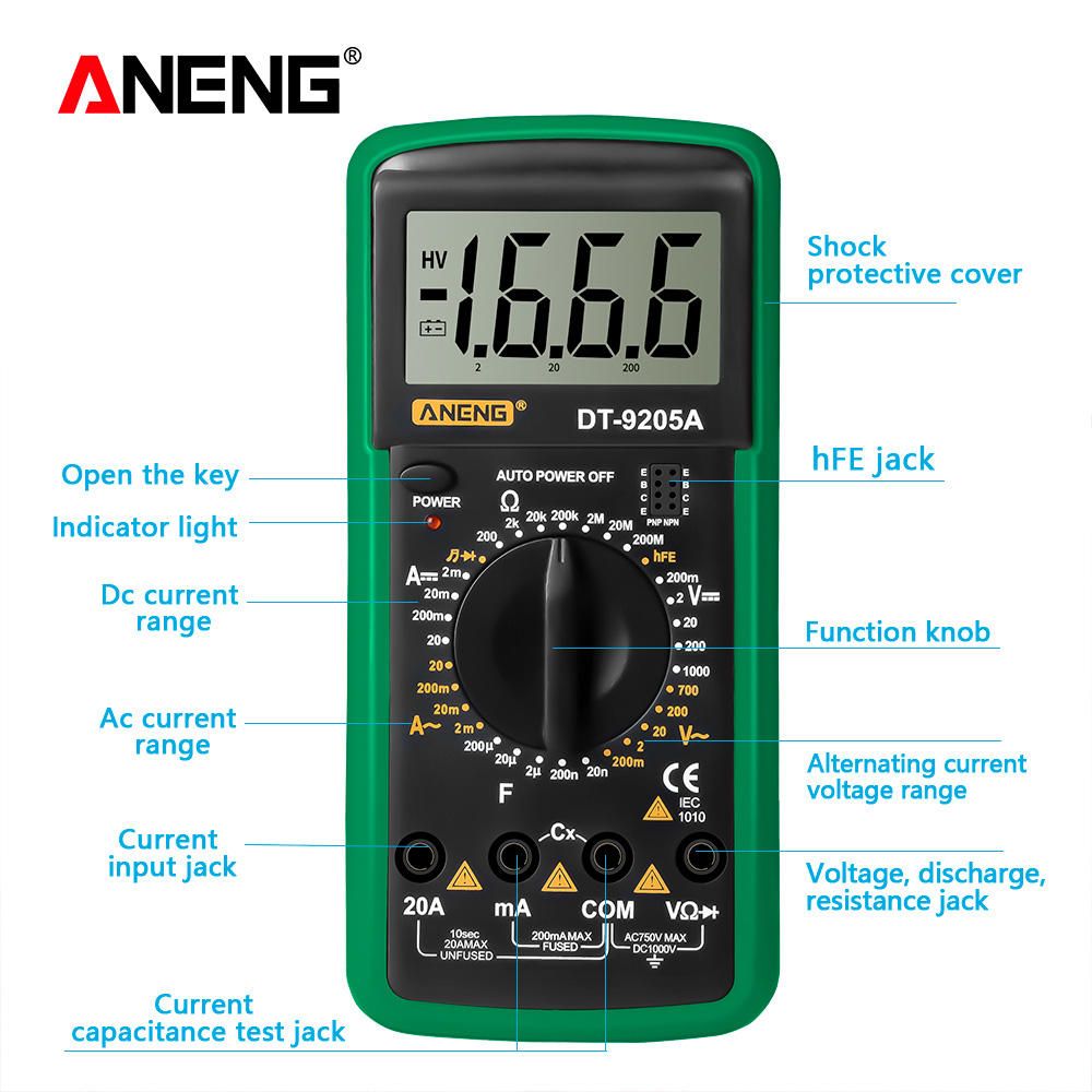 Đồng Hồ Vạn Năng Kỹ Thuật Số Aneng Dt9205a,Thiết Bị Kiểm Tra Bóng Bán – Công Xưởng Máy - Vật Tư ...
