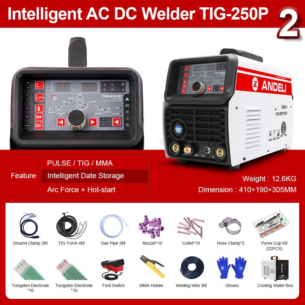 Tig-250p Andeli Với Hộp Nước Làm Mát Ac Dc Xung Tig Thợ Hàn - Buy Ac Dc Pulse Tig Welder,Tig ...
