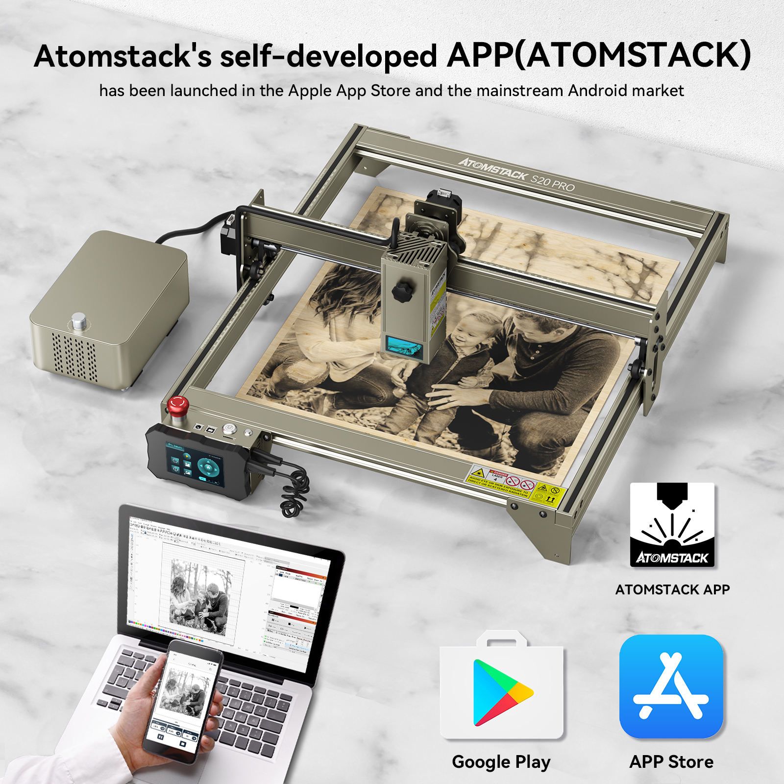 Atomstack S20 A20 X20 Pro 400*850mm 130w Ván Ép Gỗ Mdf Kim Loại Nhựa ...