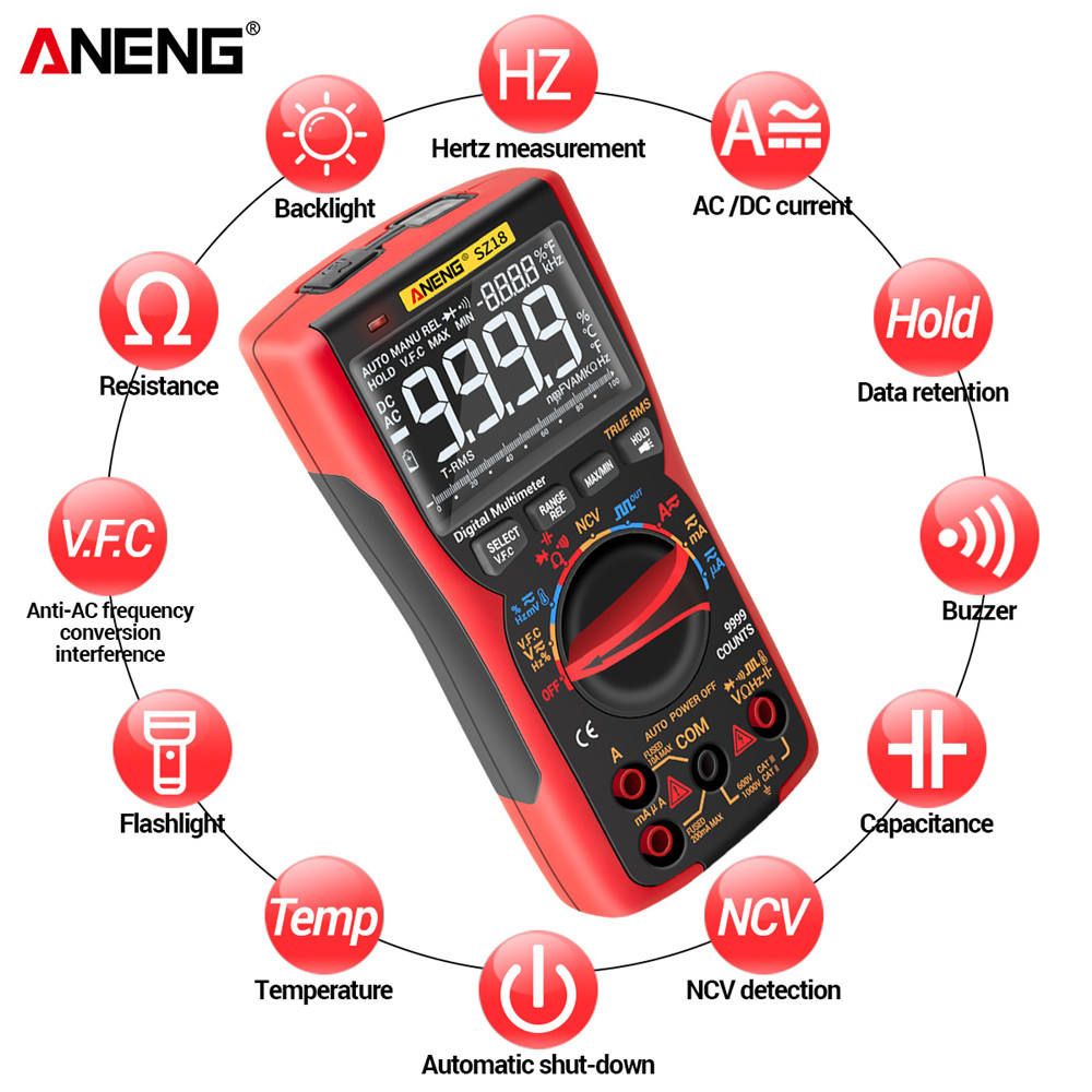 Aneng Sz18 Pro Kỹ Thuật Số Vạn Năng 9999 Chuyên Nghiệp True Rms Analog ...