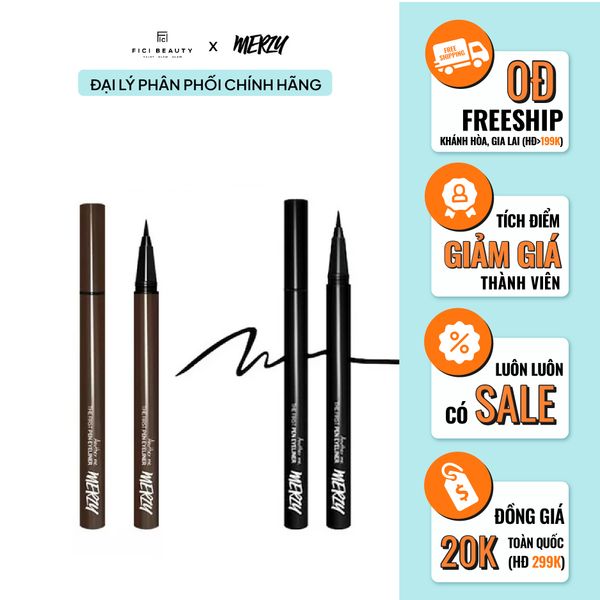 Bút Kẻ Mắt Nước MERZY Chống Trôi, Màu Sắc Đậm, Sắc Nét - P1 Oreo - Đen