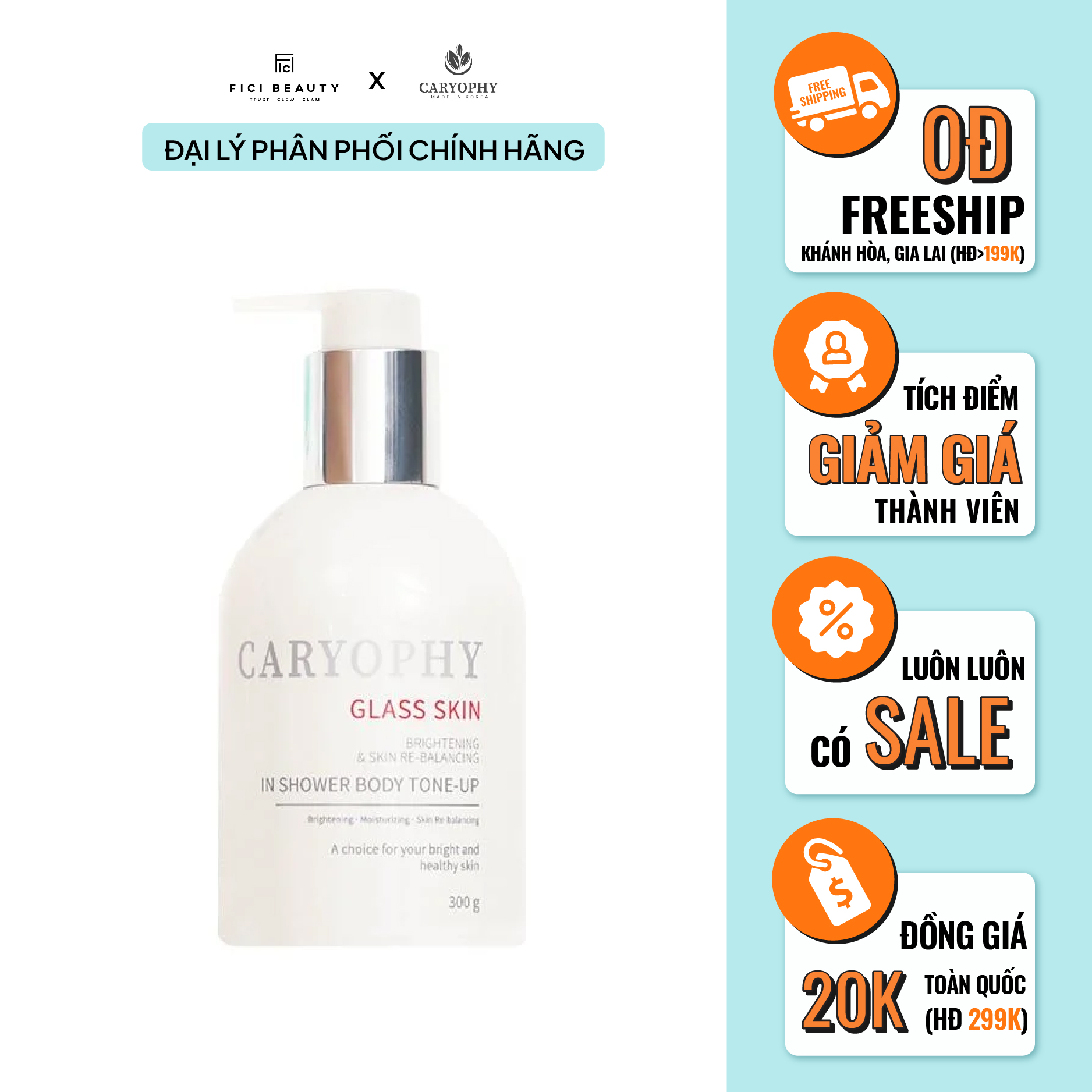 Kem Dưỡng CARYOPHY Dưỡng Trắng, Nâng Tone da 300g