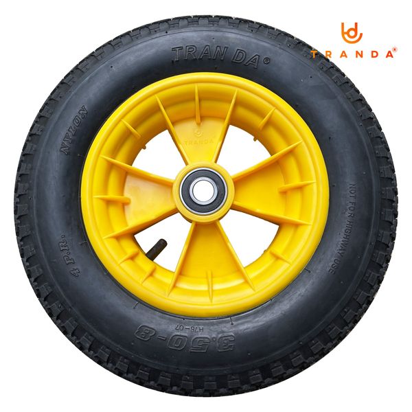 Bánh hơi 3.50-8, gai H76, mâm nhựa vàng – Công ty TNHH SX và TM Trần Đà