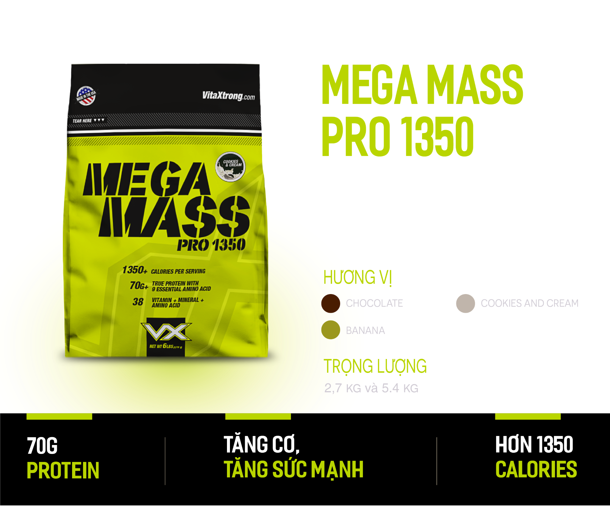 MEGA MASS PRO 1350 - Vị Cookie – mbnutrition
