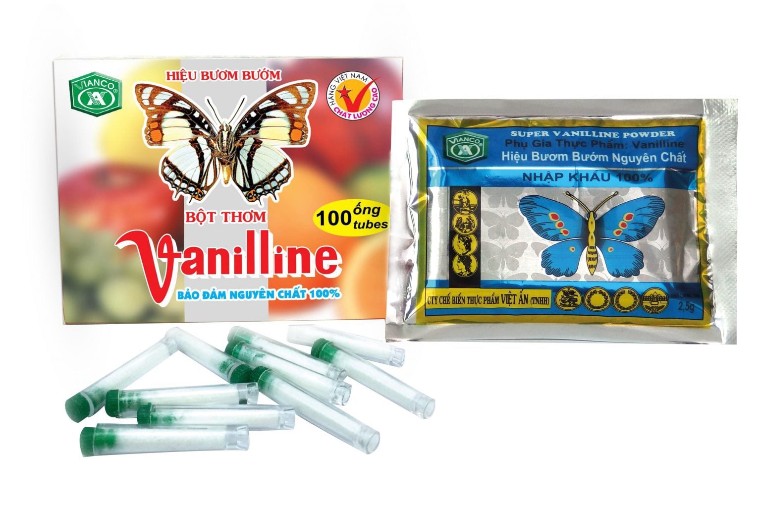 Bột Vani ống hiệu Bươm Bướm chính hãng ( vỉ 10 ống )