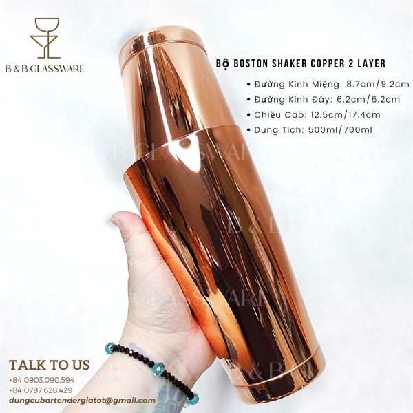 Bộ Boston Shaker Copper 2 Layer – B&B Supplier