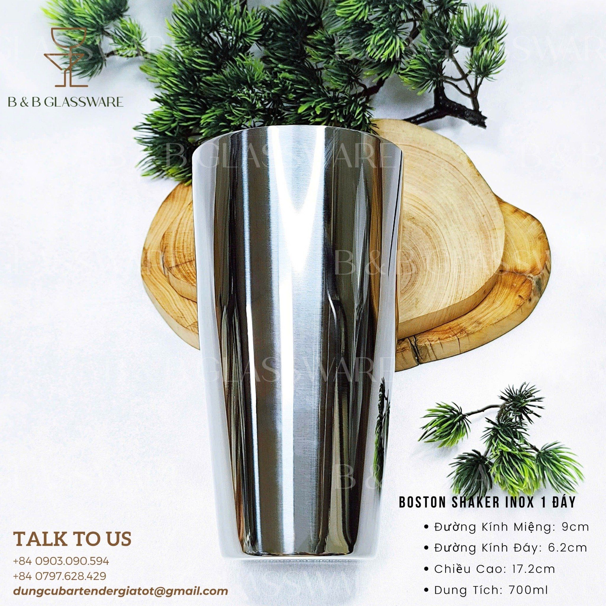 Boston Shaker Inox 1 Đáy – B&B Supplier