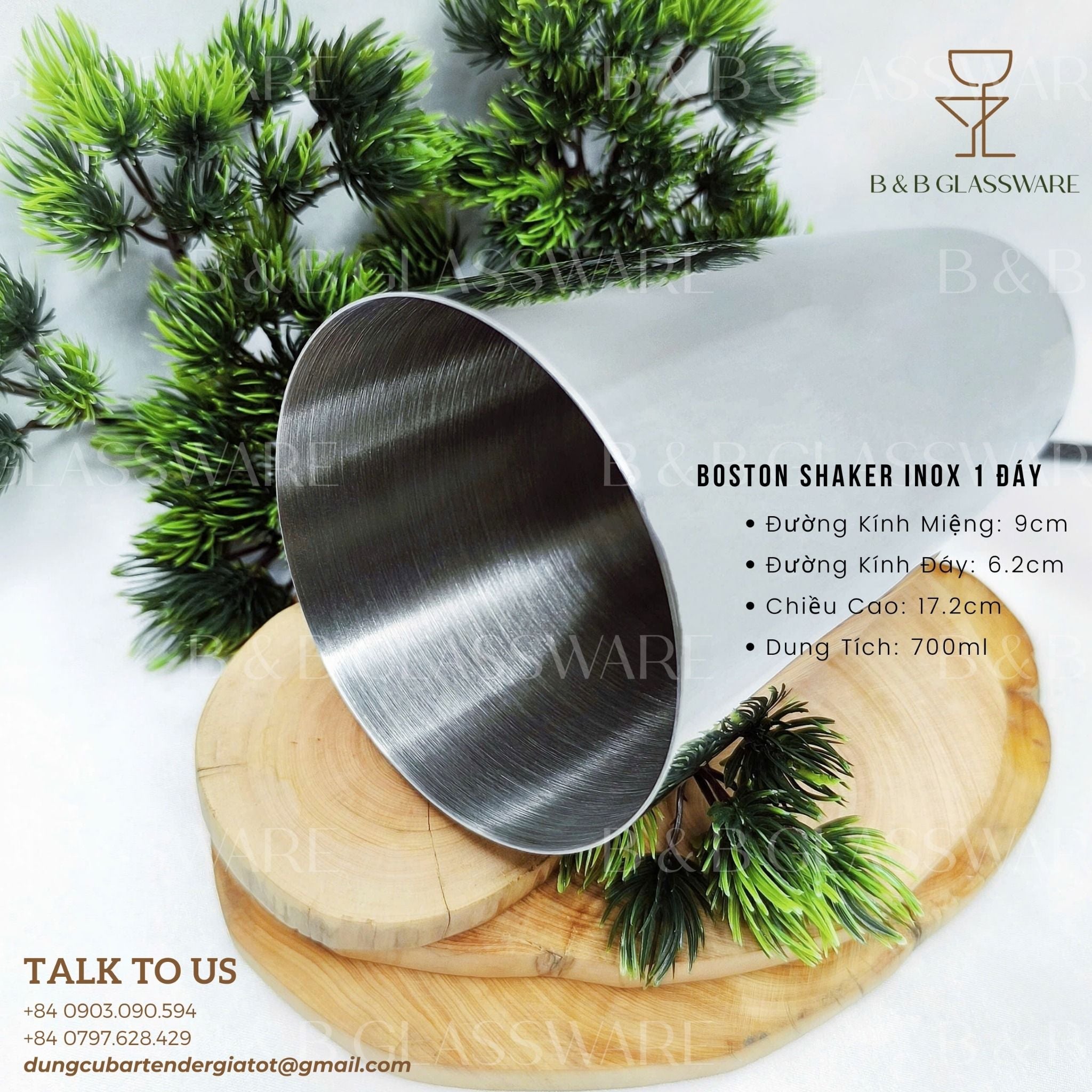 Boston Shaker Inox 1 Đáy – B&B Supplier