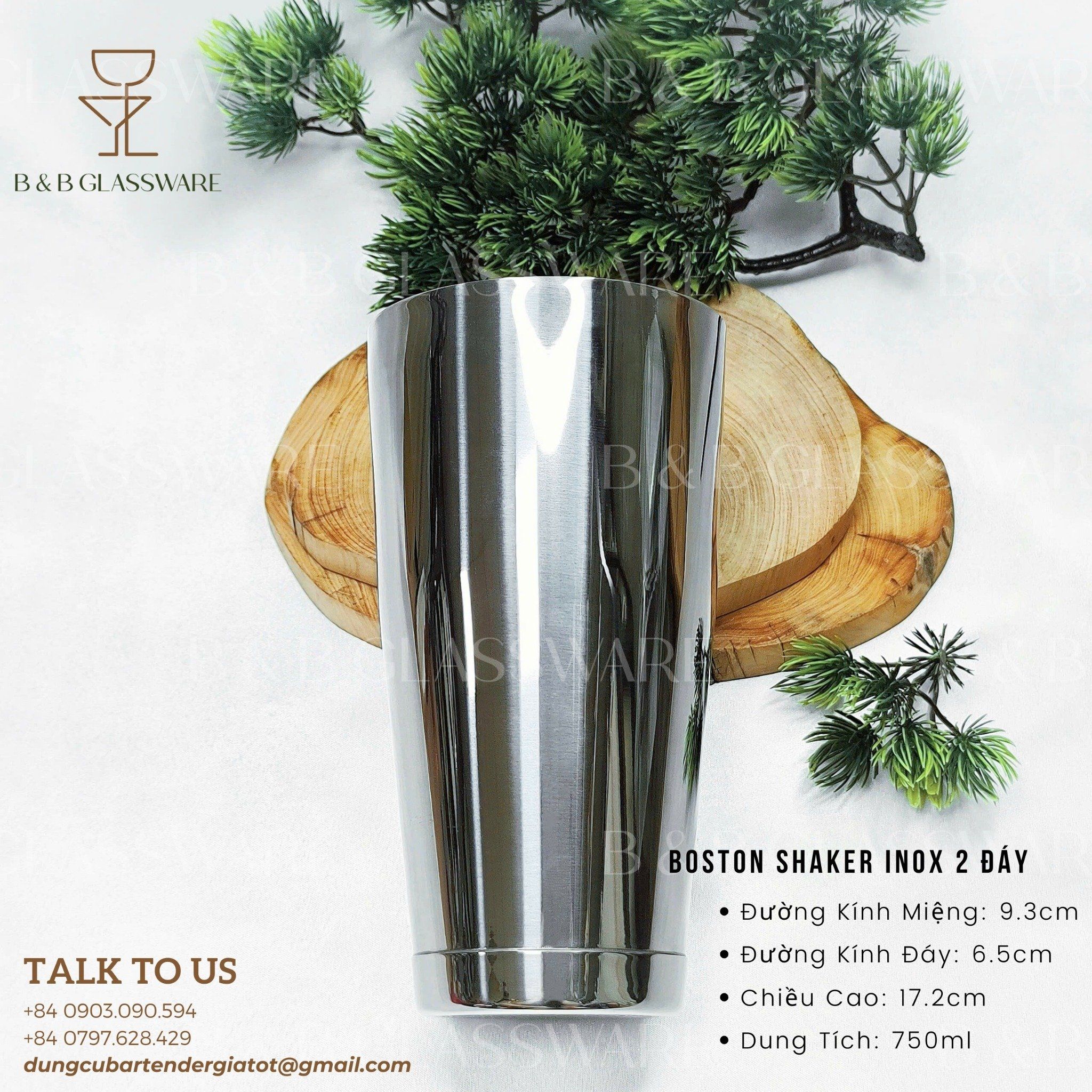 Boston Shaker Inox 2 Đáy – B&B Supplier
