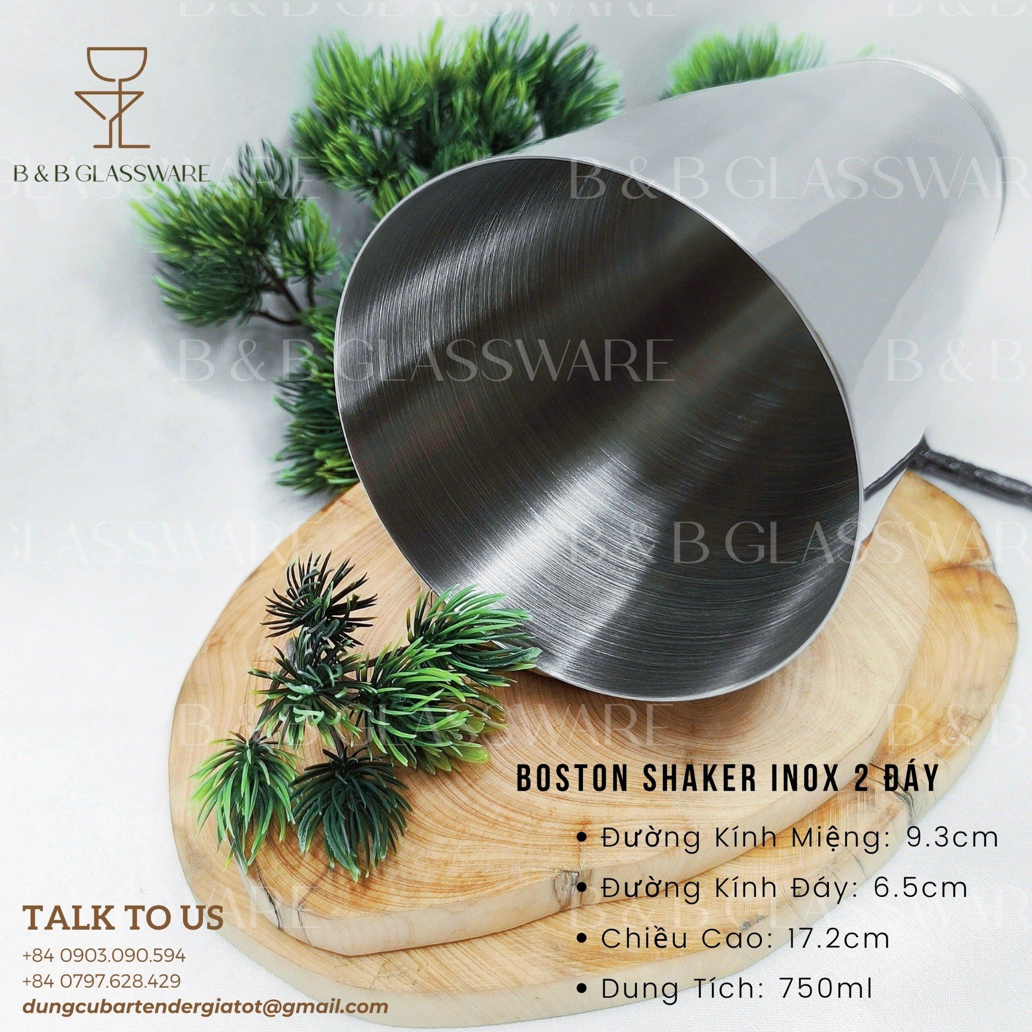 Boston Shaker Inox 2 Đáy – B&B Supplier