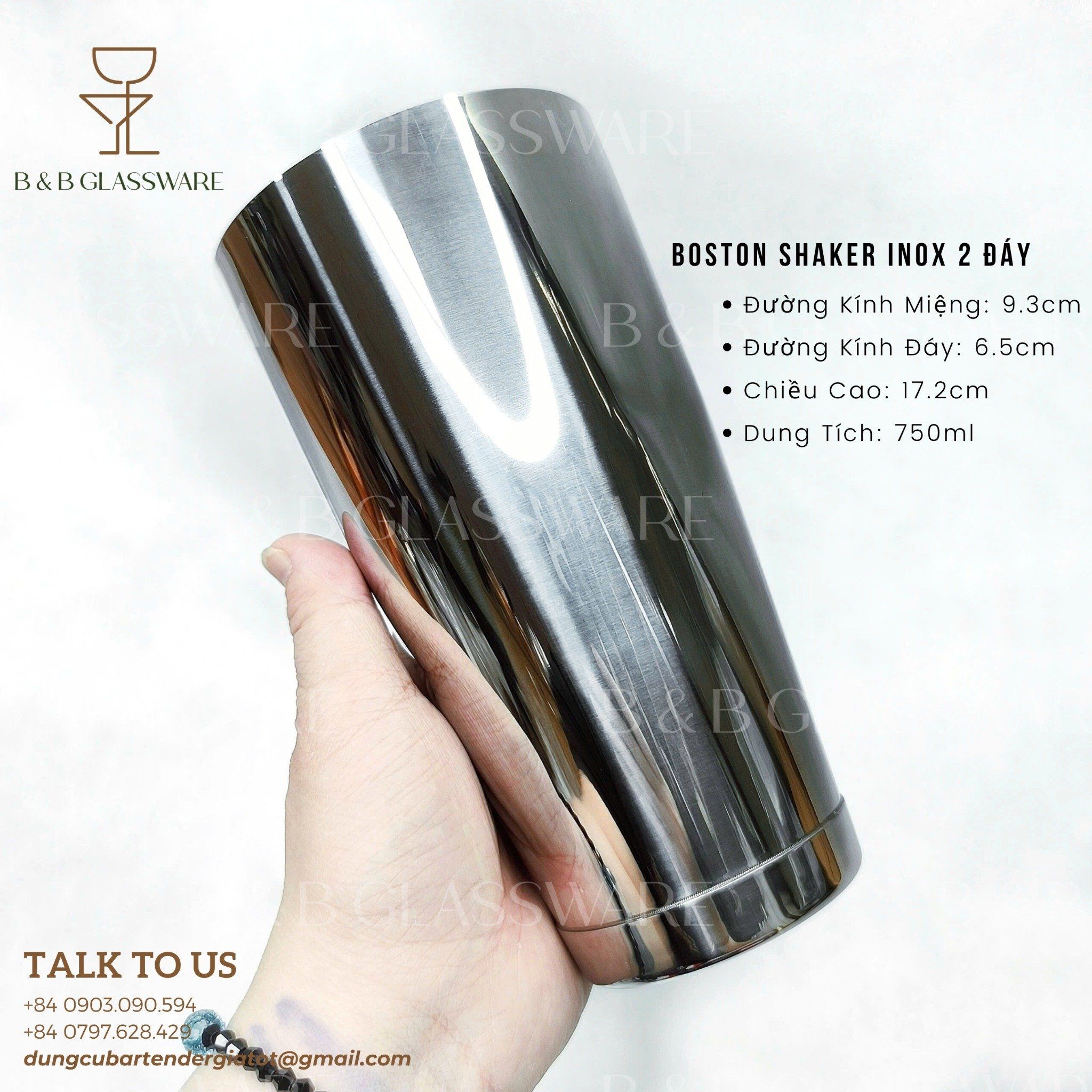 Boston Shaker Inox 2 Đáy – B&B Supplier