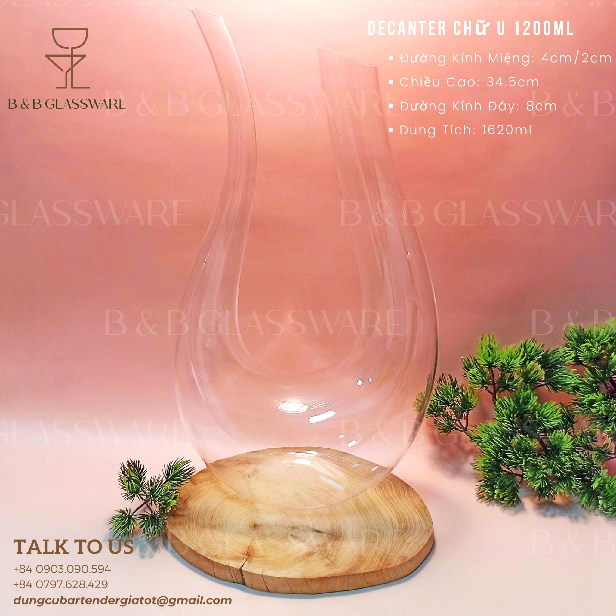 Decanter Chữ U 1200ml – B&B Supplier