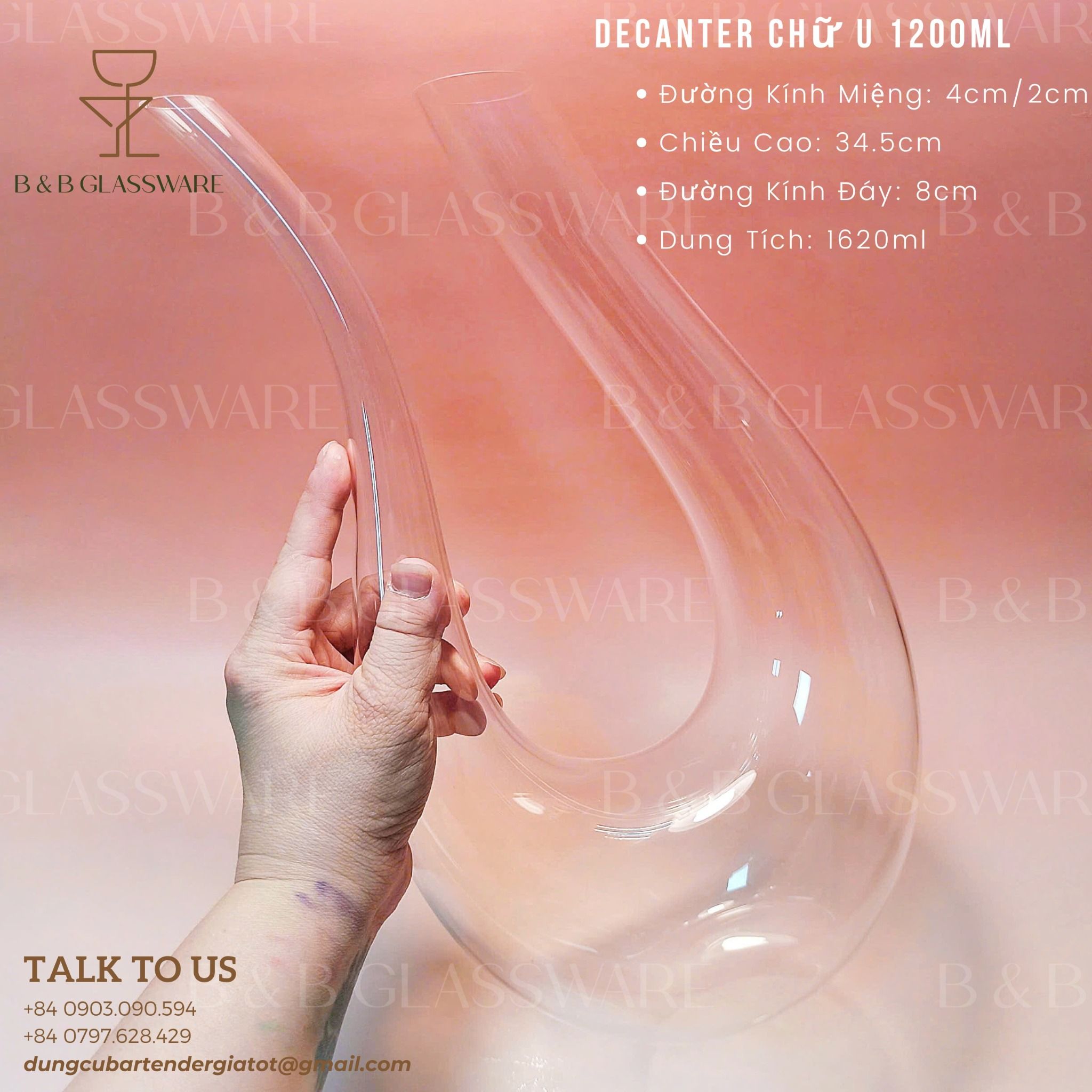 Decanter Chữ U 1200ml – B&B Supplier