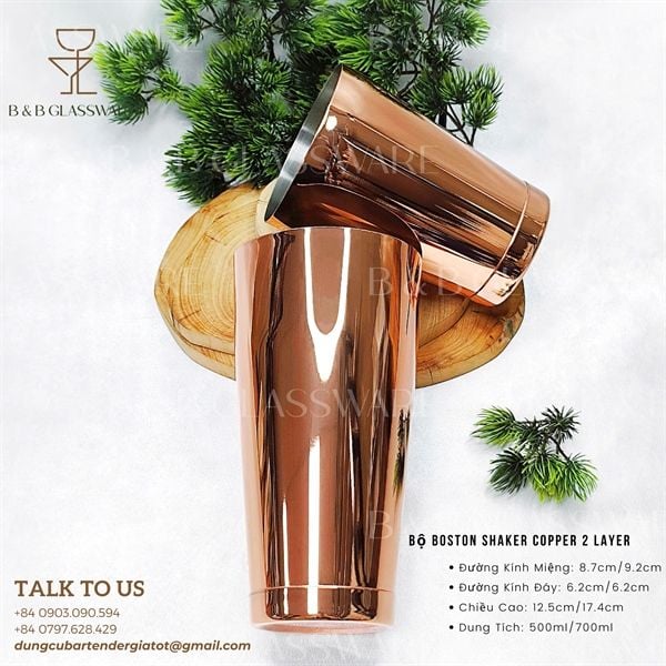 Bộ Boston Shaker Copper 2 Layer – B&B Supplier