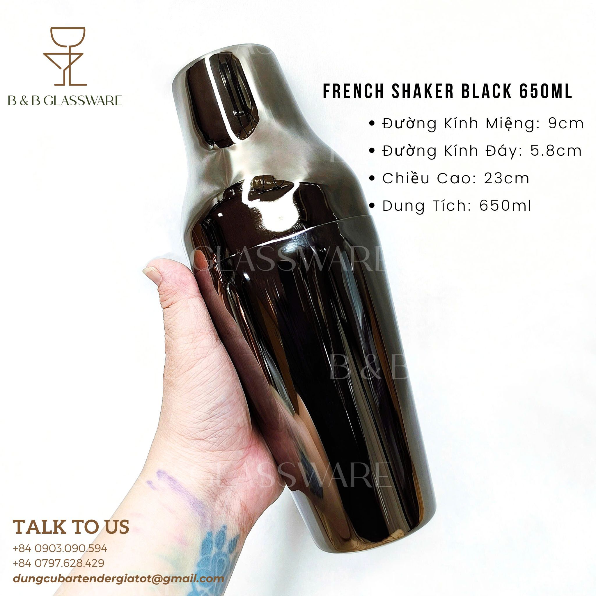 French Shaker Black 650ml – B&B Supplier