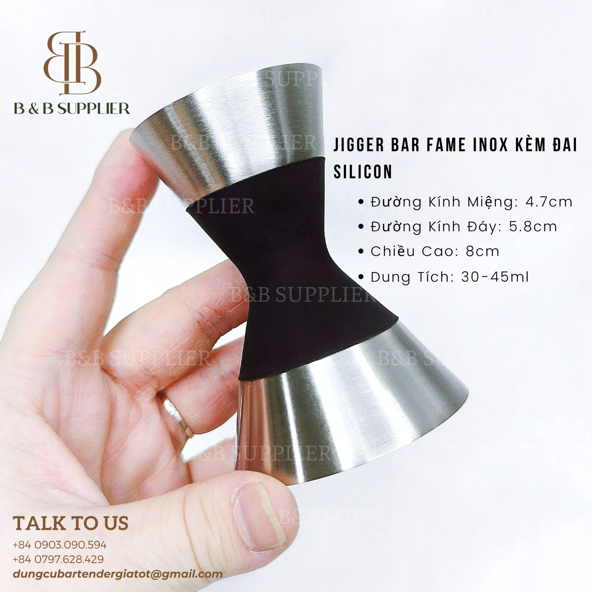 Jigger Bar Fame Inox Kèm Đai Silicon – B&B Supplier