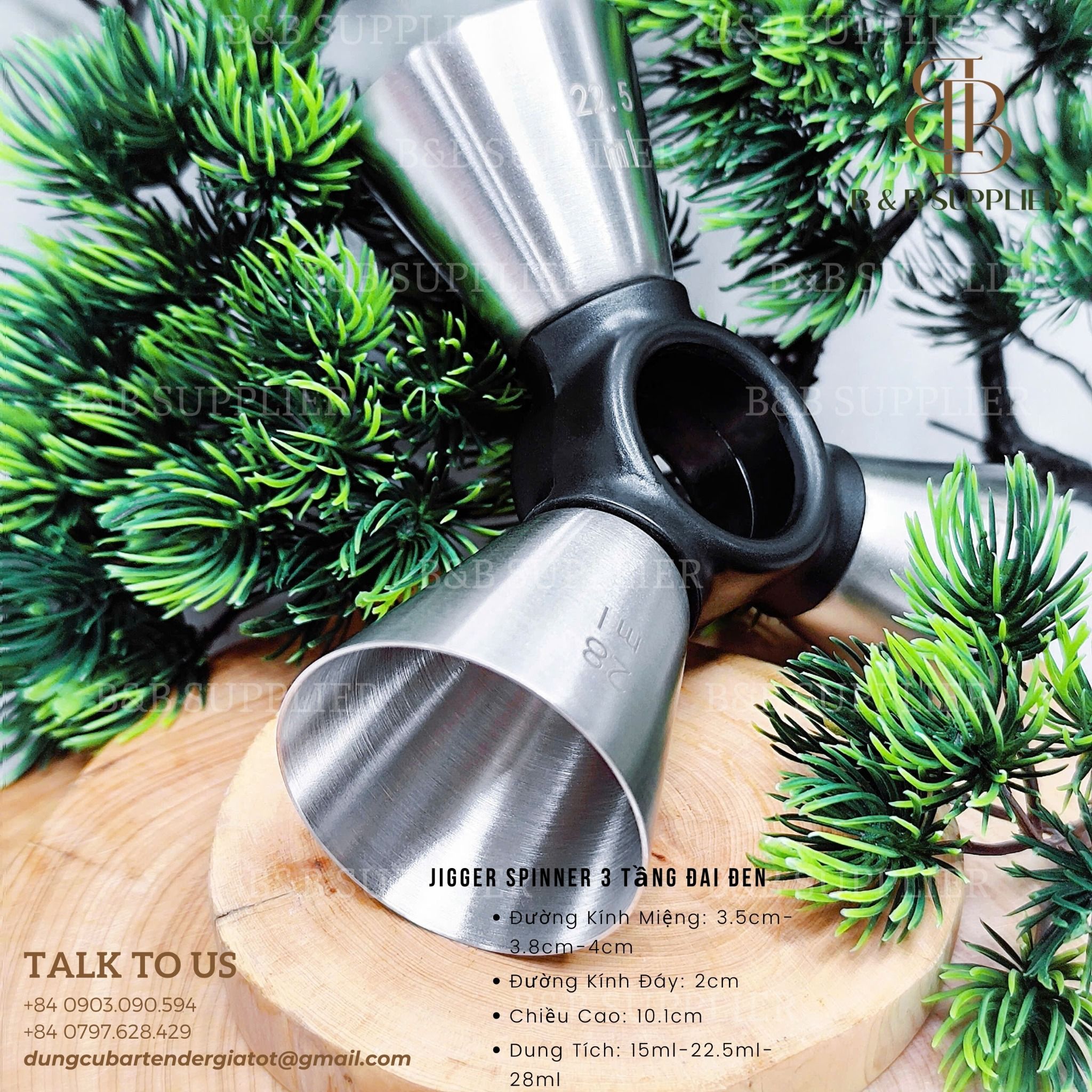 Jigger Spinner 3 Tầng Đai Đen – B&B Supplier