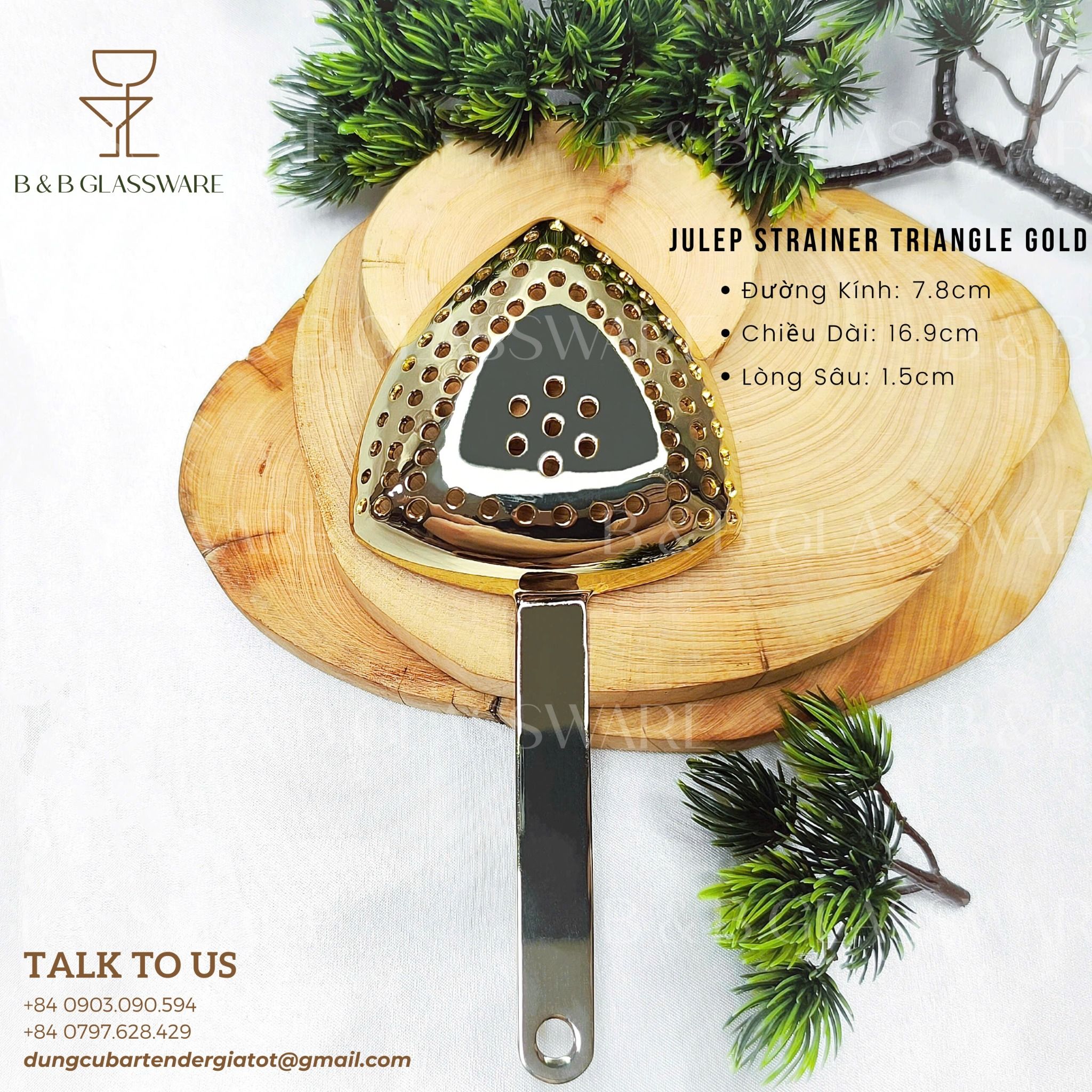Julep Strainer Triangle Gold – B&B Supplier