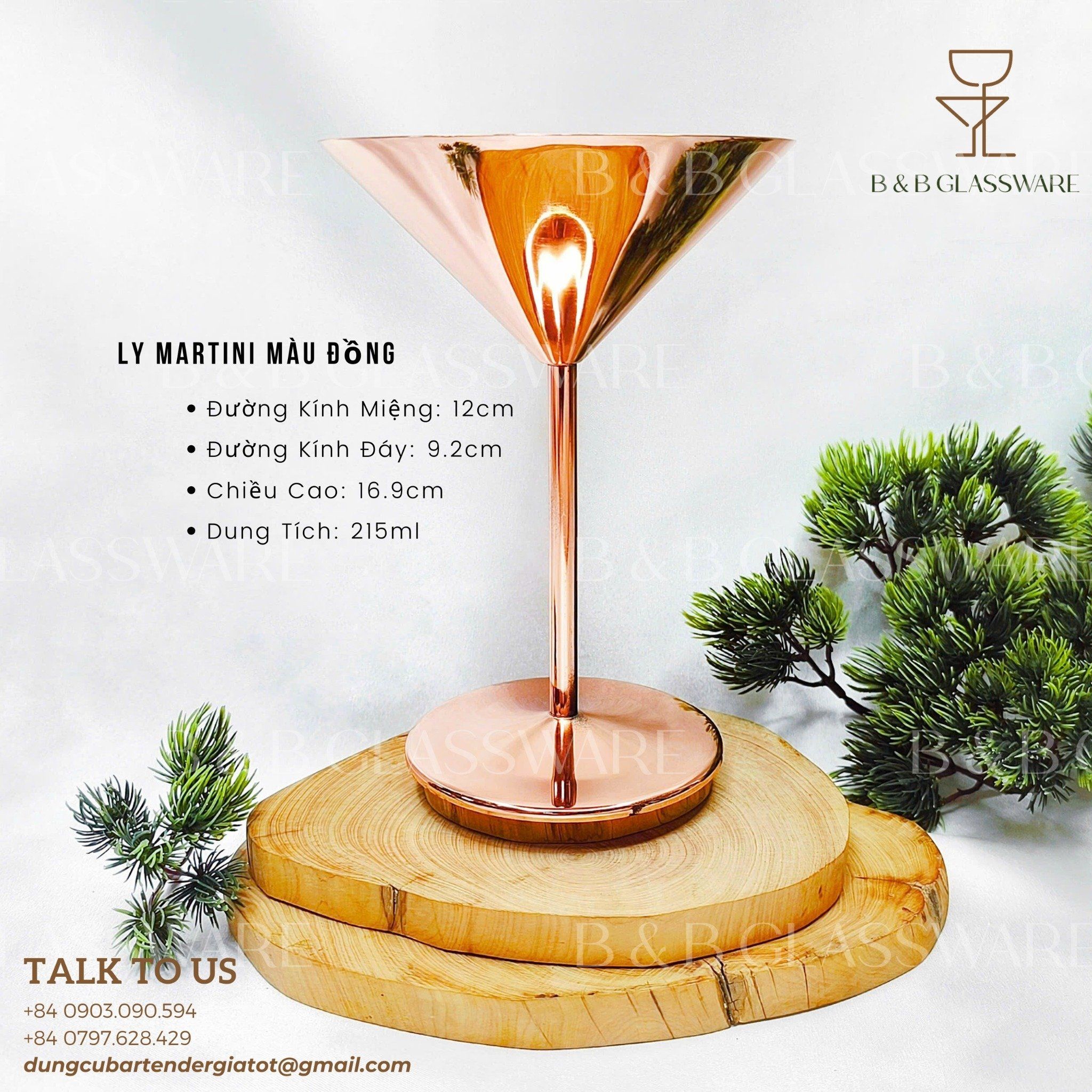 Ly Martini Màu Đồng – B&B Supplier