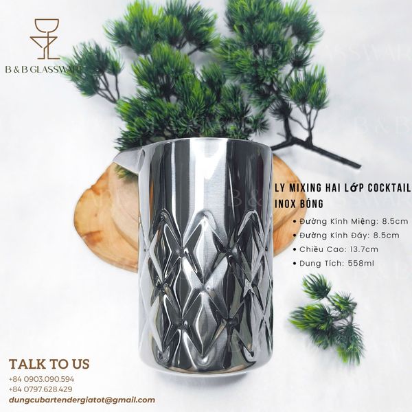 Ly Mixing 2 Lớp Cocktail Inox Bóng – B&B Supplier