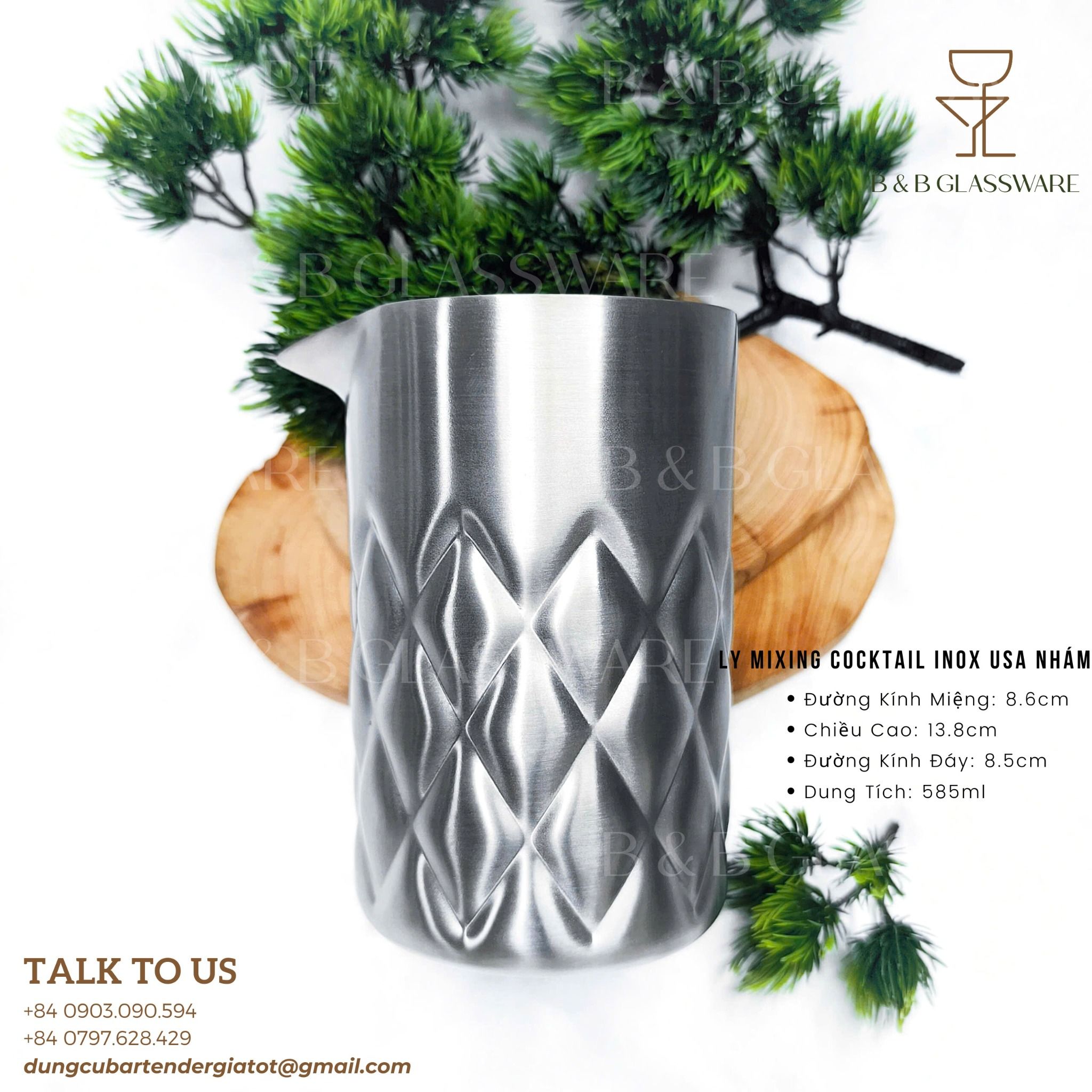 Ly Mixing 2 Lớp Cocktail Inox Nhám – B&B Supplier