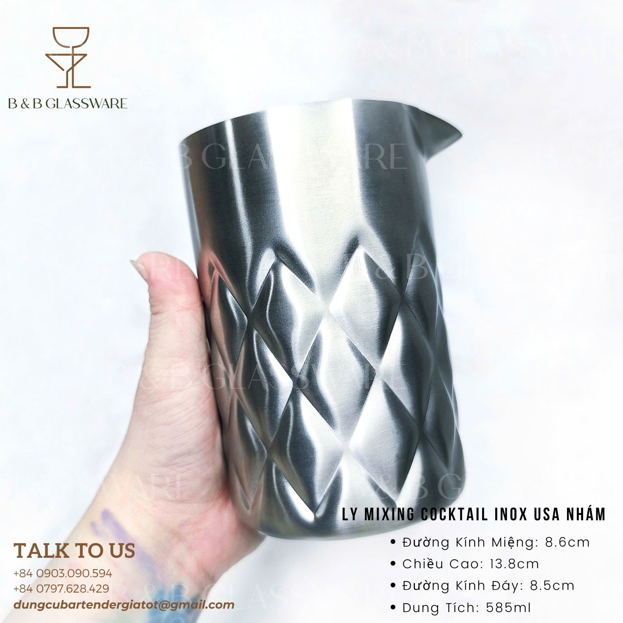 Ly Mixing 2 Lớp Cocktail Inox Nhám – B&B Supplier