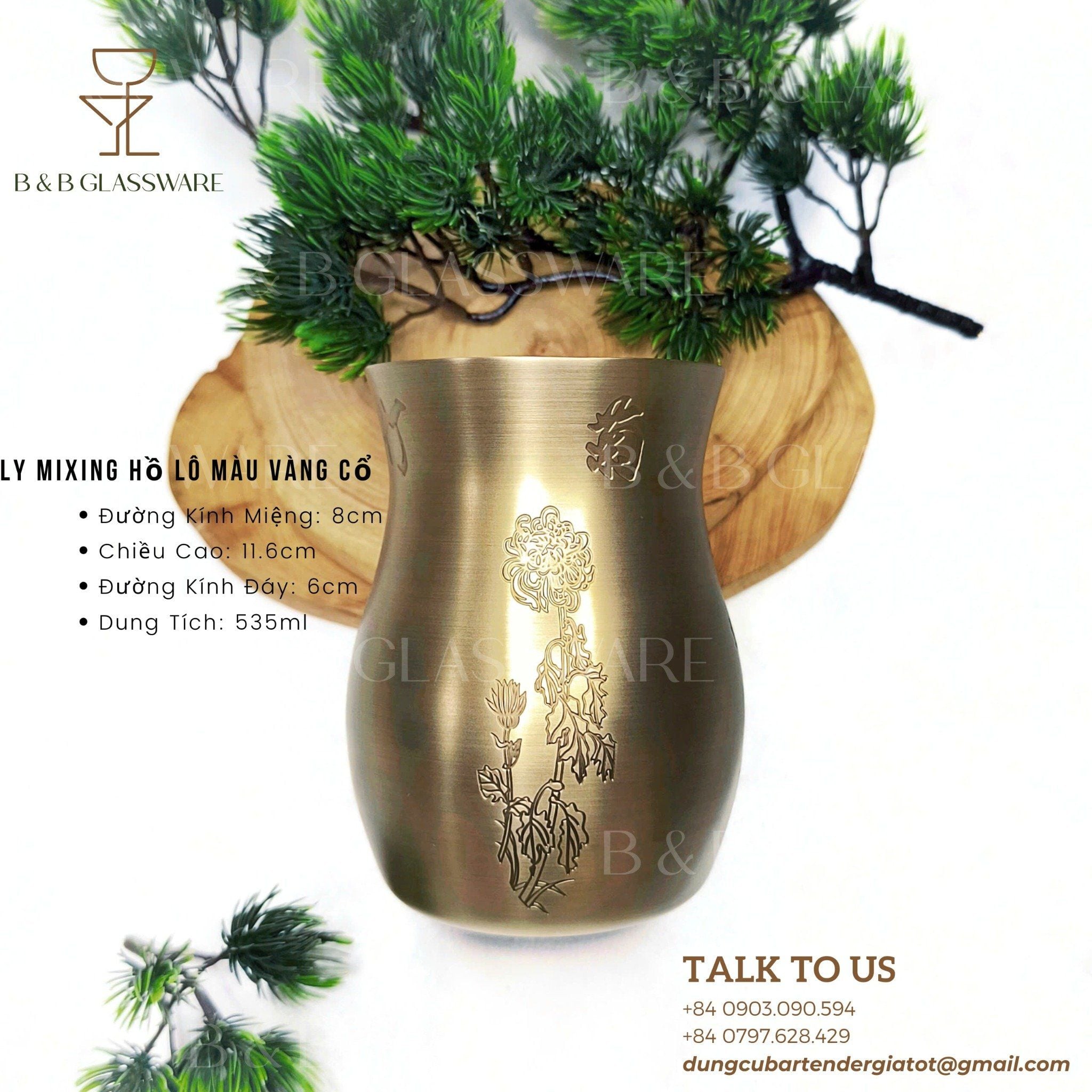 Ly Mixing Hồ Lô Màu Vàng Cổ – B&B Supplier