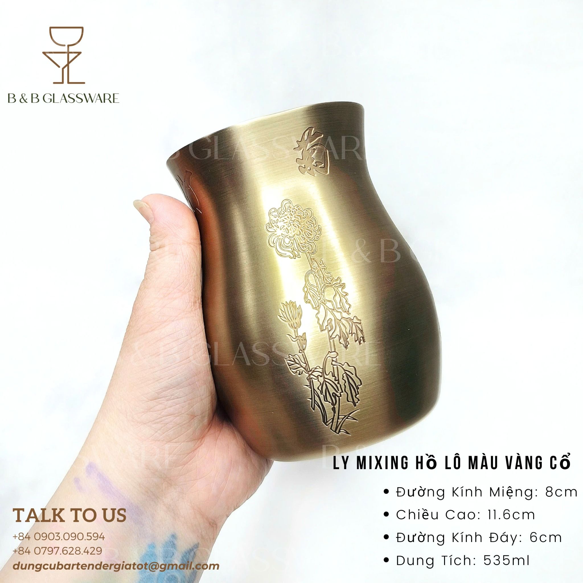 Ly Mixing Hồ Lô Màu Vàng Cổ – B&B Supplier