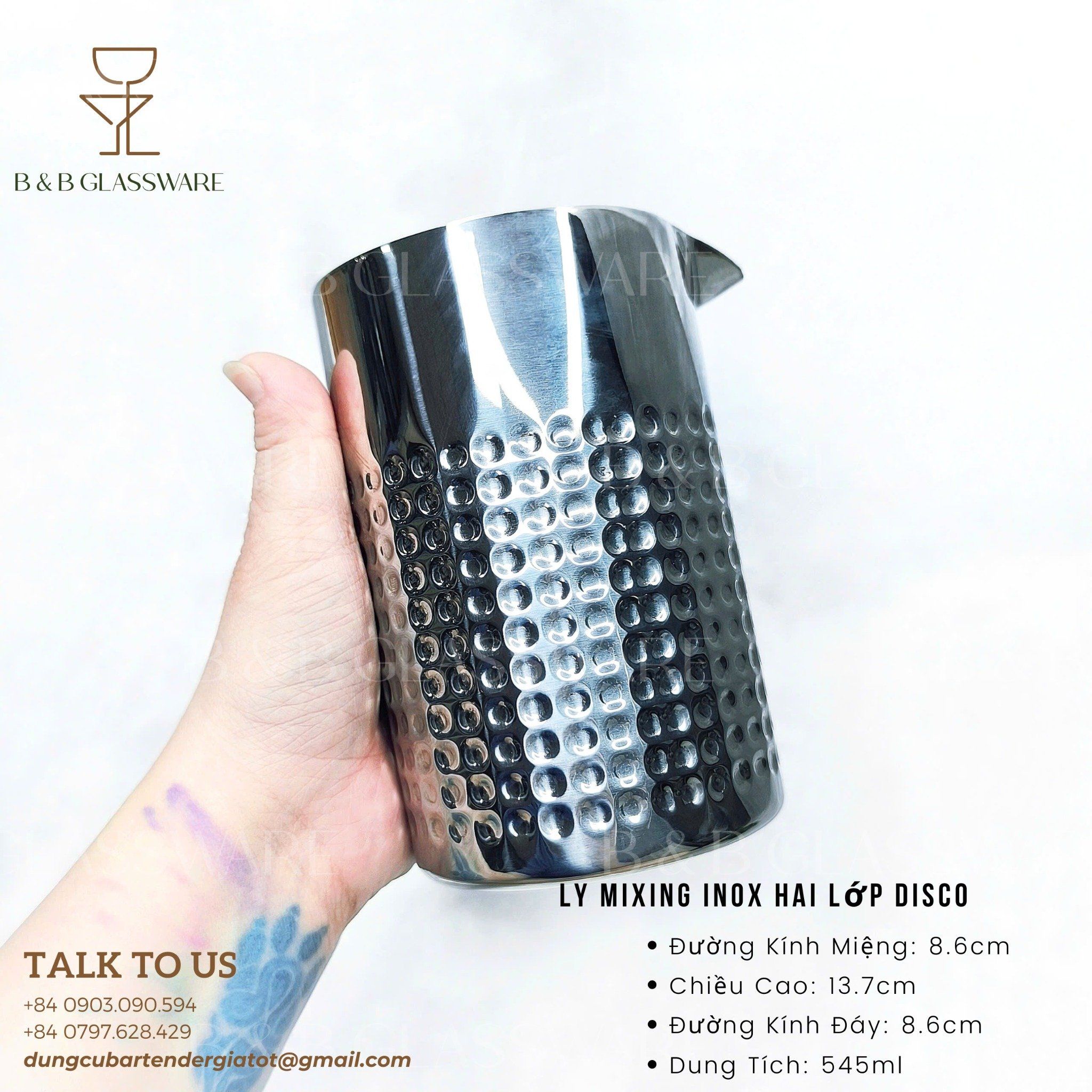 Ly Mixing Inox 2 Lớp Disco – B&B Supplier