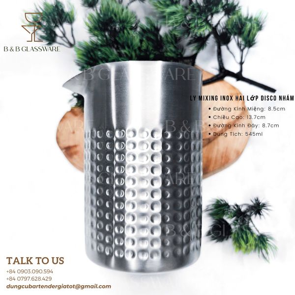 Ly Mixing Inox 2 Lớp Disco Nhám – B&B Supplier