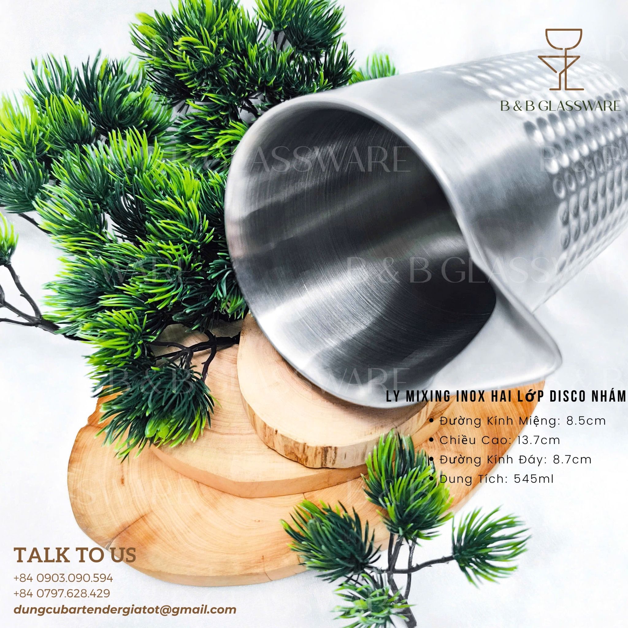 Ly Mixing Inox 2 Lớp Disco Nhám – B&B Supplier
