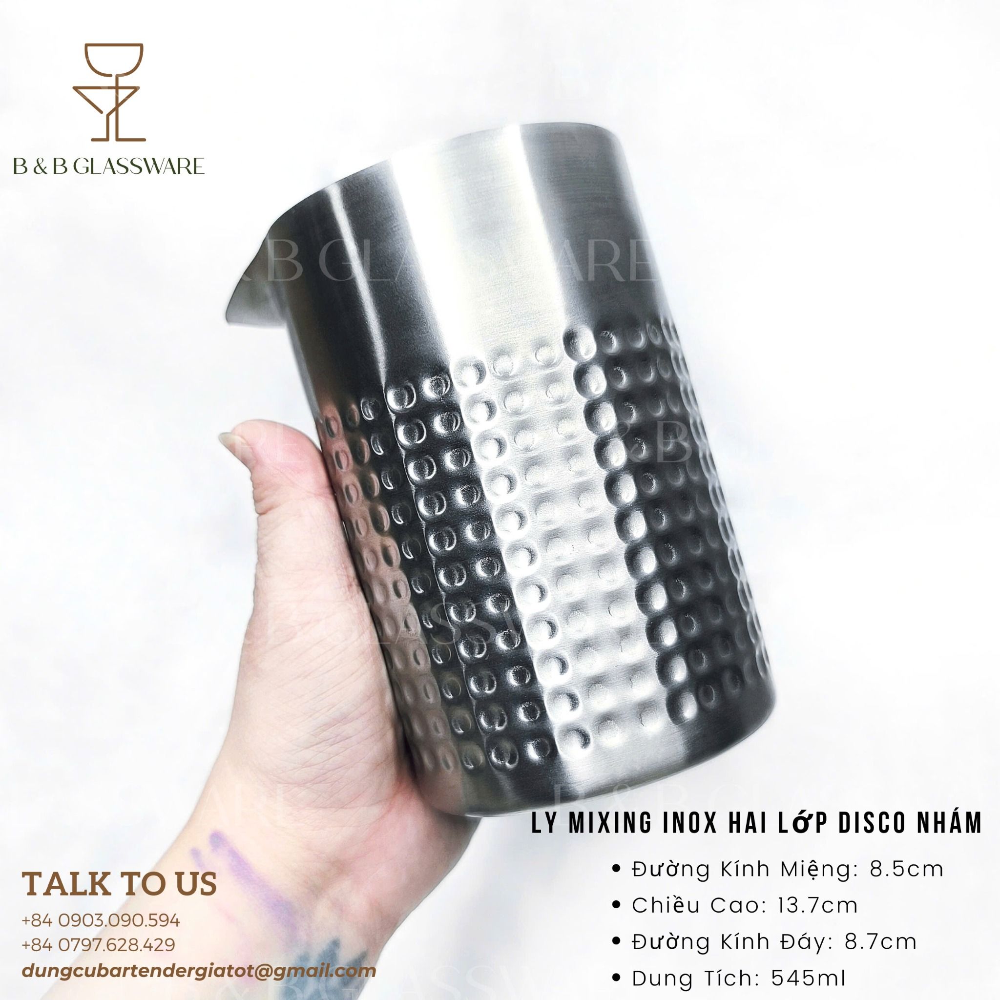 Ly Mixing Inox 2 Lớp Disco Nhám – B&B Supplier