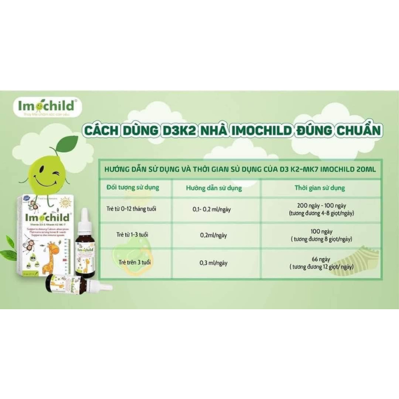 Imochild D3K2 - Bổ sung vitamin D3K2 và DHA cho trẻ sơ sinh và trẻ nhỏ