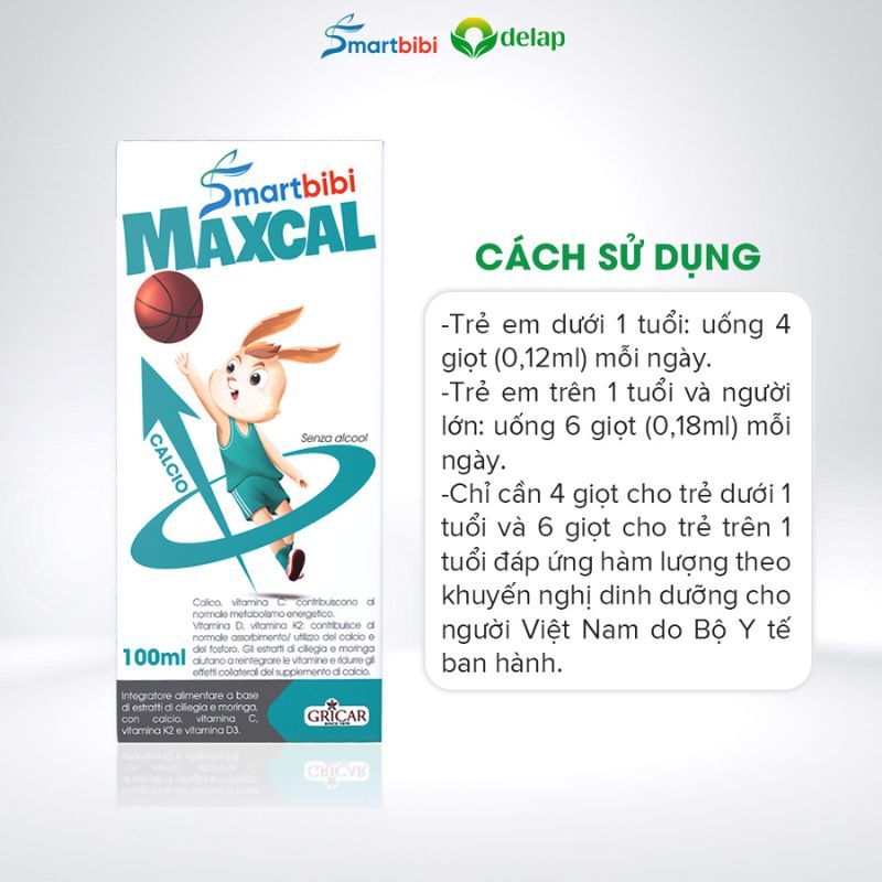 Canxi Maxcal -Bổ sung canxi, vitamin D3K2 cho trẻ phát triển chiều cao