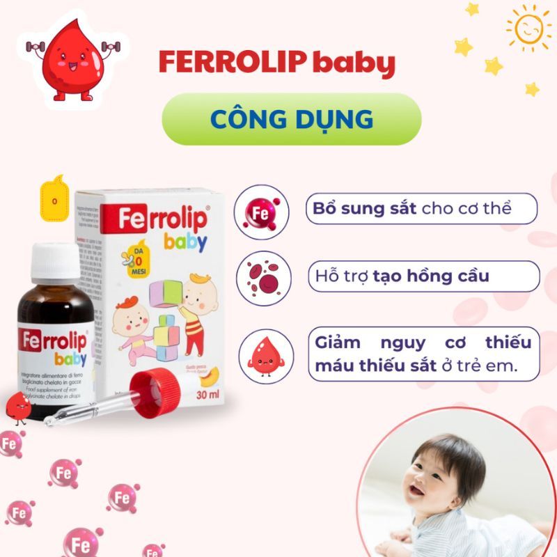 Sắt Ferrolip baby giúp ngăn ngừa thiếu máu, tăng cường sức đề kháng