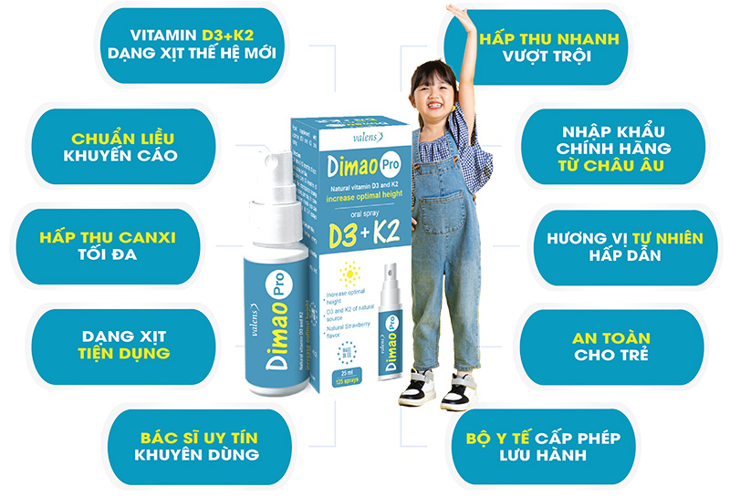 Dimao Pro Oral Spray - Bổ sung D3K2 dạng xịt nhập châu Âu